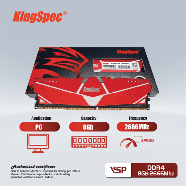 RAM PC KINGSPEC DDR4 8GB 2666MHZ Tản Nhiệt | NGUYỄN PHONG PC